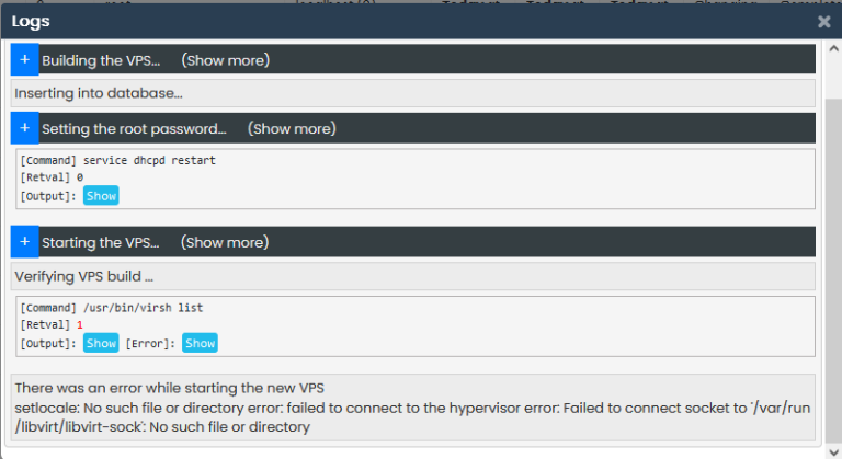 How to Resolve Error When Starting a New VPS?